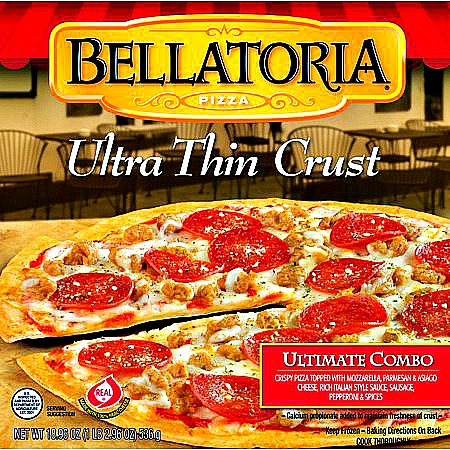 Roma Pizza; Frozen, Easy Baked, Cheese And Meat Topped Crispy Delight!