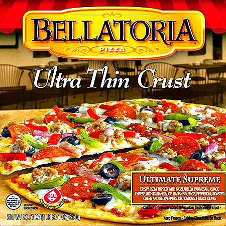 Roma Pizza; Frozen, Easy Baked, Cheese And Meat Topped Crispy Delight!